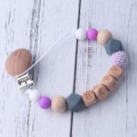 China Crochet Silicone Wooden Soother ClipsSilicone Bead Pacifier Clip 30*3*2cm for sale