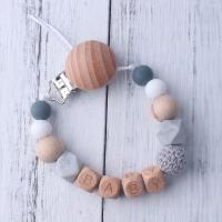 China Crochet Silicone Wooden Soother ClipsSilicone Bead Pacifier Clip 30*3*2cm for sale
