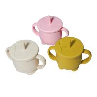 China 200ml Reusable Kids Drinking Water Silicone Straw Cup With Handle for sale