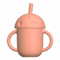 China Portable Leakproof BPA Free Organic Bare Silicone Sippy Cup With Straw for sale