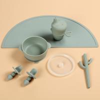 China Silicone Baby 240 deg Suction Feeding Set With Plate Bowl Cutlery Placemat for sale