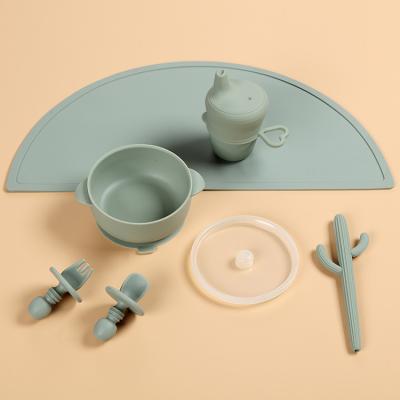 China Silicone Baby 240 deg Suction Feeding Set With Plate Bowl Cutlery Placemat for sale
