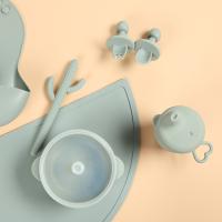China Silicone Baby 240 deg Suction Feeding Set With Plate Bowl Cutlery Placemat for sale
