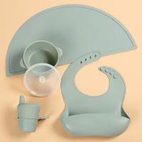 China Silicone Baby 240 deg Suction Feeding Set With Plate Bowl Cutlery Placemat for sale