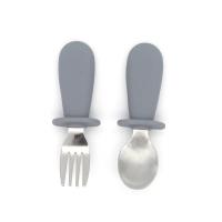 China Baby laser LOGO Silicone Utensils Set For Toddler 1-3 Years Old for sale