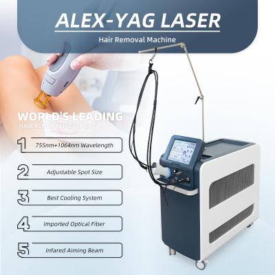 China Vertical 755nm Alex Laser Optical Fiber Hair Remove Long Pulse Nd Yag Laser Hair Removal 1064nm for sale