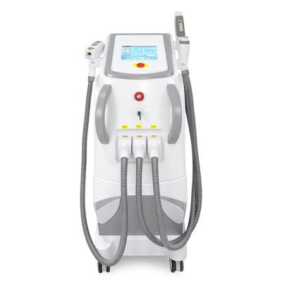 China Three-in-One Multi-functional Laser Beauty machine Vertical Three handles Hair Removal Laser Painless Safe Hair Removal Laser Tattoo Removal RF machine for sale
