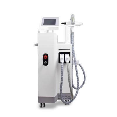 China Three-in-One Multi-functional Laser Beauty machine Vertical Three handles Hair Removal Laser Painless Safe Hair Removal Laser Tattoo Removal RF machine for sale