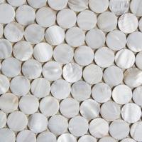 China Handmade Freshwater Shell Mosaic Tile Round Pieces 25mm Natural Sea Shell Wall Decor for sale