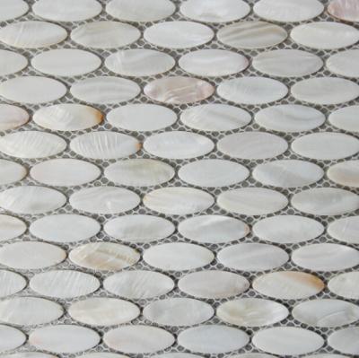 China Handmade Freshwater Sea Shell Wall Mosaic Oval Shape 15x28mm 305x305mm Sheet for sale