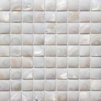 China Handmade Freshwater Shell Mosaic Tile 20x20mm Convex Surface Natural Seashell Wall Decor for sale