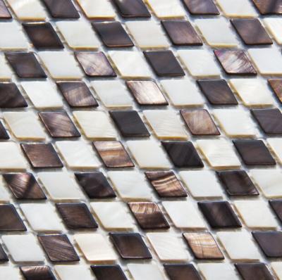 China Handmade Sea Shell Mosaic Tile 12x20mm Mixed Colors Natural Freshwater Wall Mosaic 305x305mm for sale