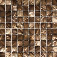 China Handmade Sea Shell Wall Mosaic Bronze Color 20x20mm Tiles 305x305mm Sheets for sale