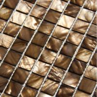 China Handmade Sea Shell Wall Mosaic Bronze Color 20x20mm Tiles 305x305mm Sheets for sale