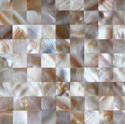 China Handmade Beautiful Sea shell Wall Mosaic Panel Freshwater Shell Decorating Panel 15x15mm for sale