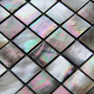 China Handmade Black Butterfly Shell Mosaic Tile 15x15mm Square Pieces 305x305mm Sheet for sale