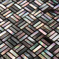 China Black Butterfly Sea Shell Mosaic Tile 6x20mm Pieces 305x305mm Sheets Handmade Wall Decor for sale