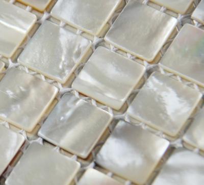 China Handmade White Butterfly Shell Mosaic Tile 15x15mm Square Pieces 305x305mm Sheets for sale