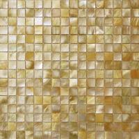 China Handmade Yellow Butterfly Shell Mosaic Tile 15x15mm Square Pieces 305x305mm Sheet for sale
