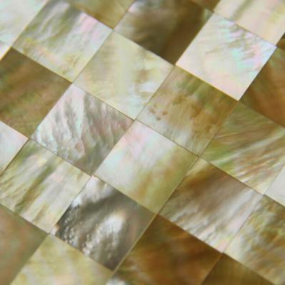 China Handmade Yellow Butterfly Sea Shell Mosaic Wall Panel 15x15mm Natural Decorative Tile for sale