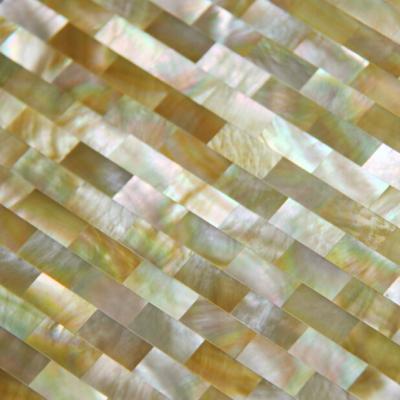 China Handmade Beautiful Sea shell Wall Panel Yellow Butterfly Shell Decoration Panel 10x20mm for sale
