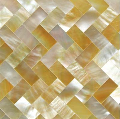 China Handmade Beautiful Sea shell Wall Panel Yellow Butterfly Shell Decoration Panel 10x20mm for sale