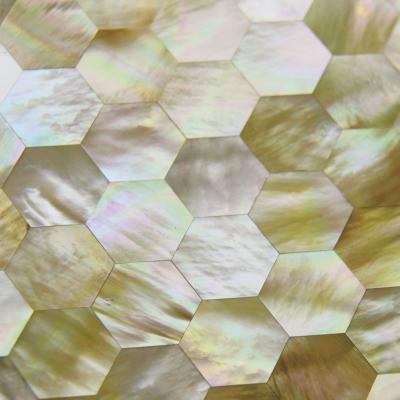 China Handmade Beautiful Sea shell Wall Panel Yellow Butterfly Shell Decoration Panel 25mm for sale