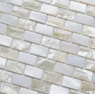China Natural Sea Shell Mosaic Tile Mixed White Abalone Shell Square Pieces 10x20mm 305x305mm for sale