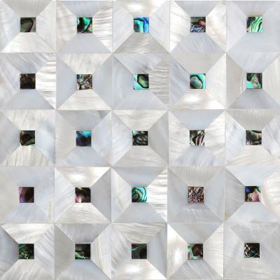 China Handmade Natural Seashell Wall Panel 8x8mm Mixed Abalone Shell Decorative Mosaic for sale