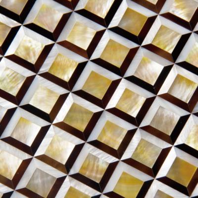 China Yellow Butterfly Shell Mixed Freshwater Shell and Cattle Ear Shell Decorating Wall Panel for sale