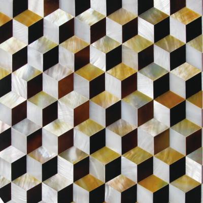 China Yellow Butterfly Shell Mixed Freshwater Shell and Cattle Ear Shell Decorating Wall Panel for sale