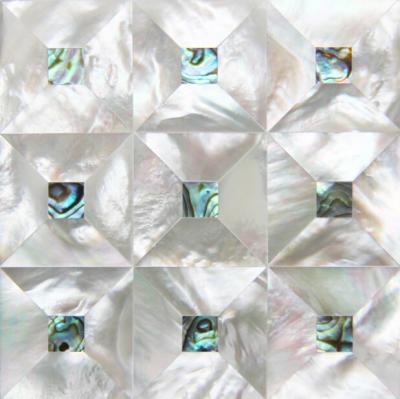 China Sea shell Wall Covering White Butterfly Shell mixed Abalone Shell Decorating Wall Panel for sale