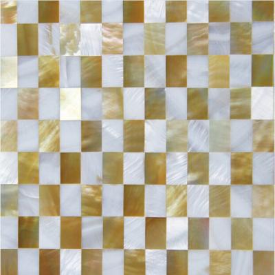 China Natural Seashell Wall Covering Yellow Butterfly Shell Mixed Freshwater Shell Panel 10x20mm for sale
