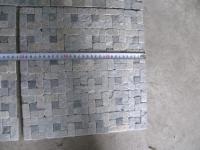 China Natural Stone Mosaic Black Slate Mixed Yellow Quartzite P014 305x305mm Wall Decoration for sale