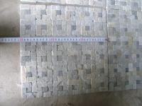 China Natural Stone Mosaic Black Slate Mixed Yellow Quartzite P014 305x305mm Wall Decoration for sale