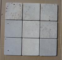 China White Travertine Stone Mosaic Tile 305x305mm Tumbled Finish Wall Decoration Natural Stone for sale