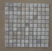 China Chinese Tumbled White Travertine Mosaic Wall Decoration Stone 305x305mm Sheet for sale