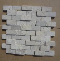 China China White Travertine Wall Mosaic Natural Stone 3D Pattern 305x305mm Sheet for sale
