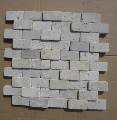China China White Travertine Wall Mosaic Natural Stone 3D Pattern 305x305mm Sheet for sale