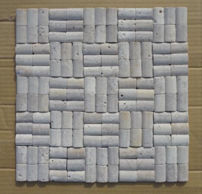 China Natural Stone Mosaic China White Travertine Convex Surface Wall Decoration 305x305mm for sale