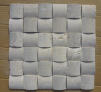 China Natural White Travertine Mosaic 5x5cm Convex Surface Wall Decoration Stone Tile 305x305mm for sale