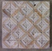 China Natural Stone Mosaic China Travertine Convex Flower Surface Wall Decoration 305x305mm for sale