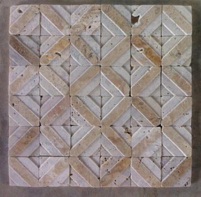 China Natural Stone Mosaic China Travertine Convex Flower Surface Wall Decoration 305x305mm for sale