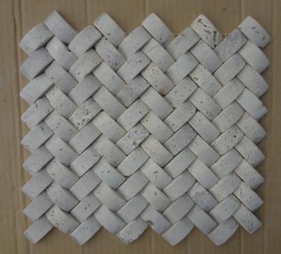 China Natural Stone Mosaic China White Travertine 3D Wall Mosaic 305x305mm for Decoration for sale