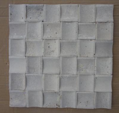 China Natural Stone Mosaic China White Travertine 3D Concave Surface 305x305mm Wall Decoration for sale