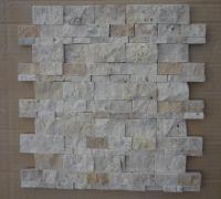 China Natural Stone Mosaic Chinese Travertine Wall Mosaic 305x305mm White Pattern for sale