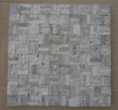 China Natural Stone Mosaic Chinese White Travertine Mosaic 305x305mm Natural Surface Finish Wall Decoration for sale
