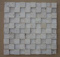 China Natural White Travertine Mosaic Tile 305x305mm Wall Stone 3D Pattern for sale