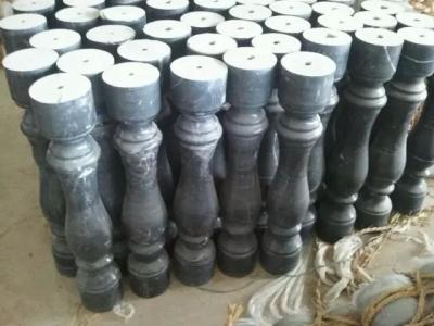 China Black Marble Balustrade Nero Marquina Stone Balcony Railing Custom Size 20mm Thick for sale