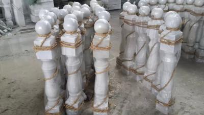 China White Marble Baluster Guangxi Stone Balustrade Staircase Railing 20mm Thickness Custom Size for sale